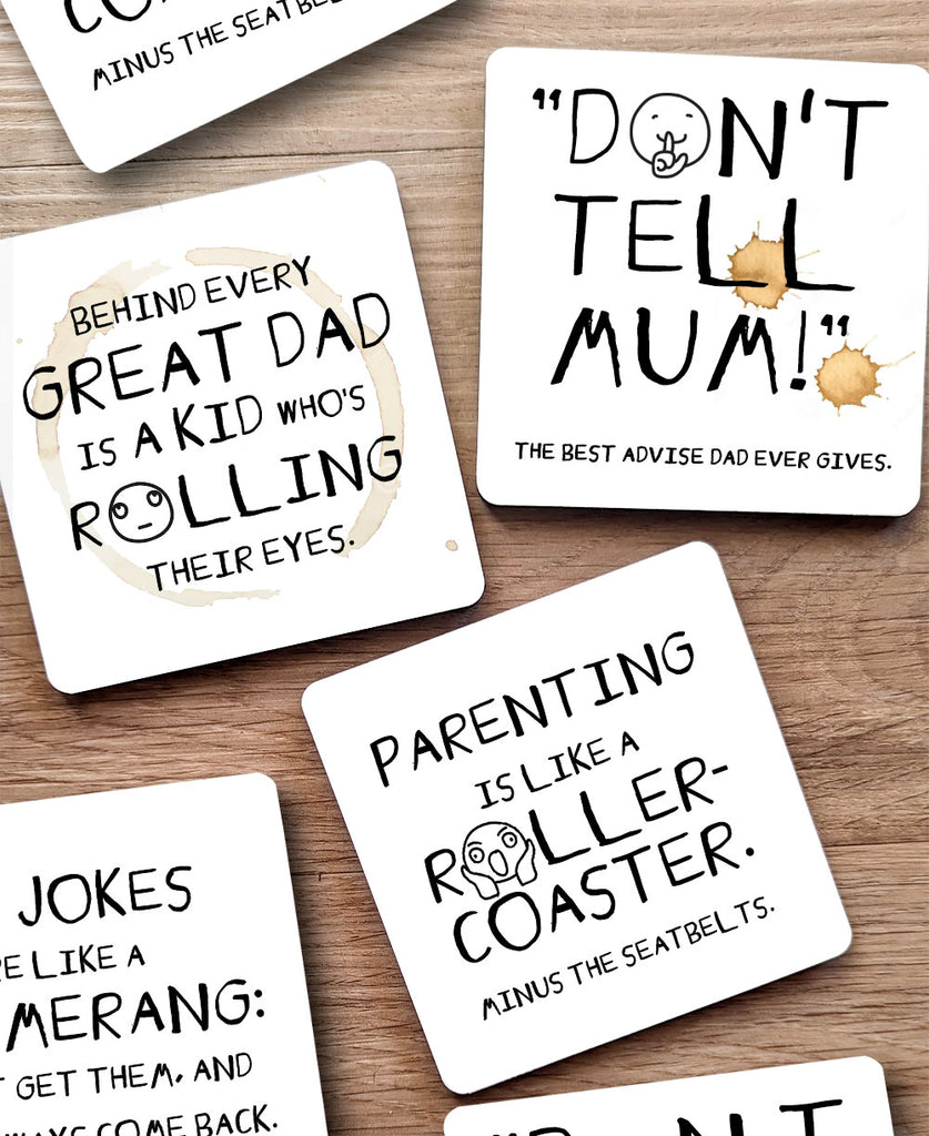 Set of 4 Coasters - Father's Day Funny Dad Quotes – Harvest Collection AU