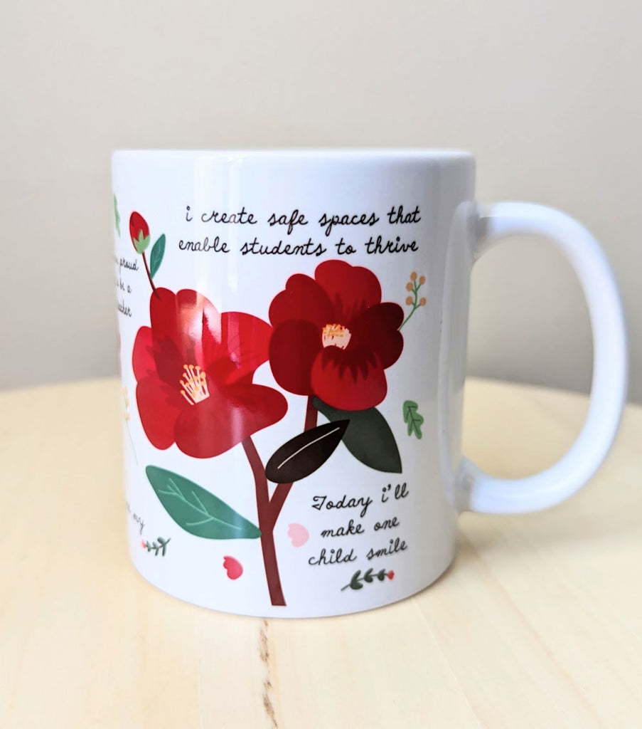 Personalised Mug - Affirmation For Teachers Red Camellias – Harvest ...